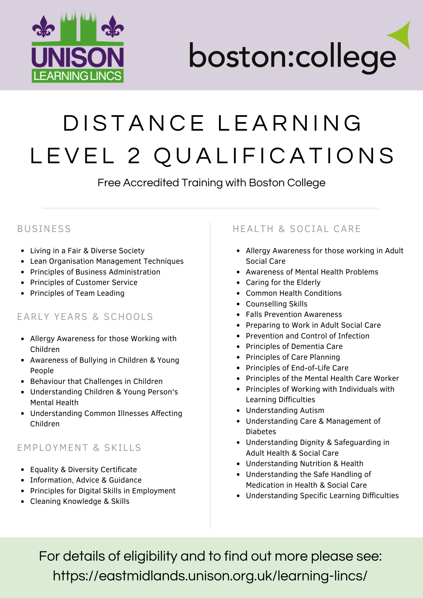 Learning Lincs | UNISON East Midlands