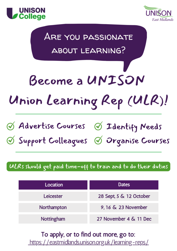 Union Learning Reps (ULRs) | UNISON East Midlands