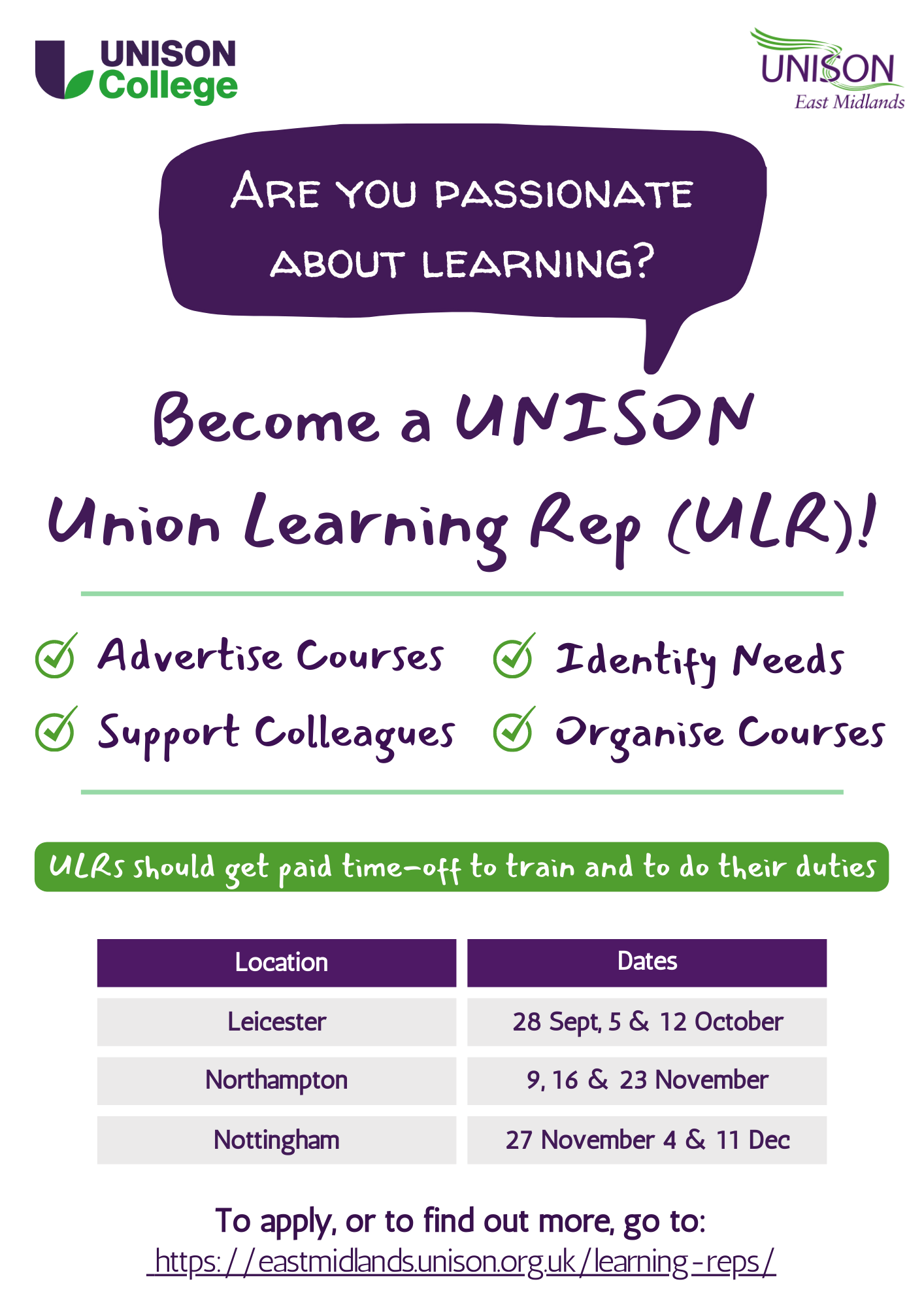 Union Learning Reps (ULRs) | UNISON East Midlands